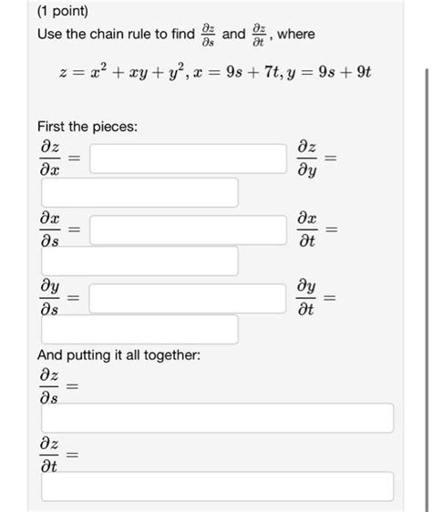 solved use the chain rule to find ∂s∂z and ∂t∂z where