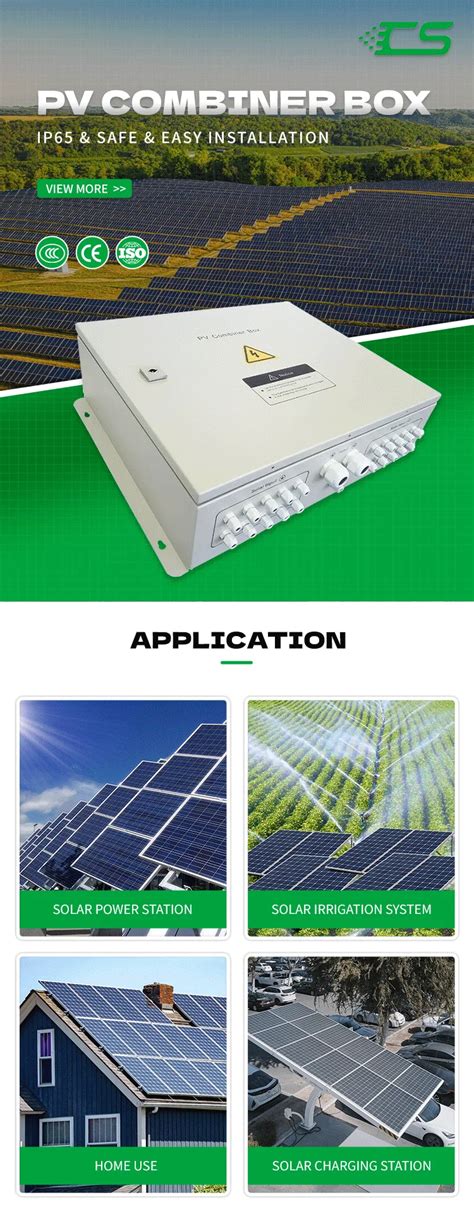 Outdoor Solar Pv Combiner Box 6 String Ip65 Waterproof Dc Combiner Box
