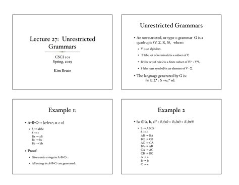 lecture 27 unrestricted grammars unrestricted grammars example 1 docslib