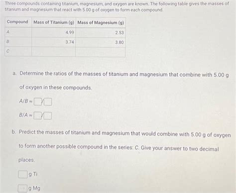 Solved Three Compounds Containing Titanium Magnesium And