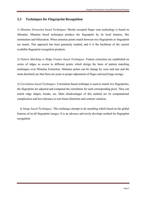 Fingerprint Recognition Using Minutiae Based Feature Pdf Computing