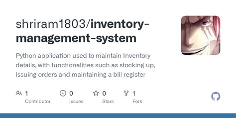 GitHub Shriram Inventory Management System Python Application Used To Maintain Inventory