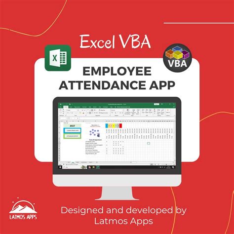 excel vba employee attendance app etsy