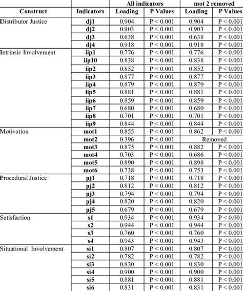 assessment of measurement model indicator loadings download