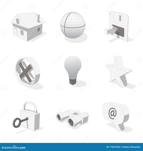 Gray 3d Icon Set 01 Stock Vector Illustration Of File 17501454
