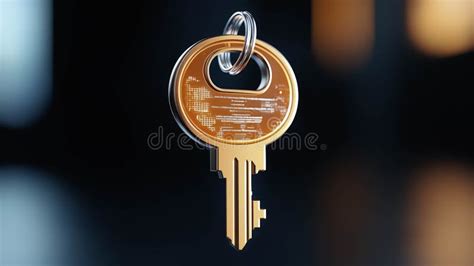 Futuristic Key Floats In Mid Air Glowing With Digital Patterns Generative Ai Illustration Stock