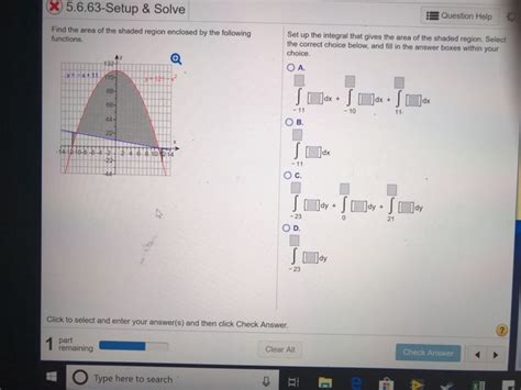 solved 5 6 63 setup and solve question help find the area of