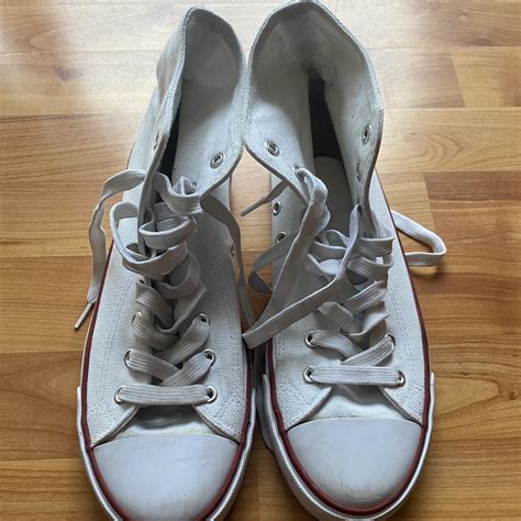 White And Red Trainers Converse Lookalike Depop