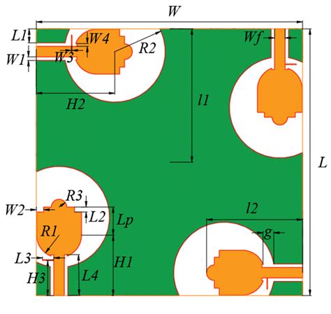 geometry of the proposed multiple input multiple output mimo antenna