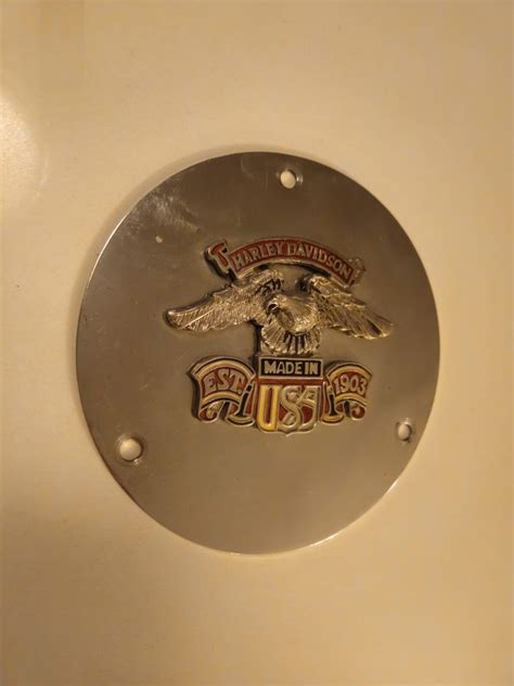 Harley Davidson Chrome Derby Cover Vintage Eagle Made In Usa Est 1903