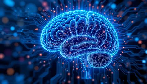 Brain And Circuit Board Artificial Intelligence Brain Neural Network Blue Human Brain