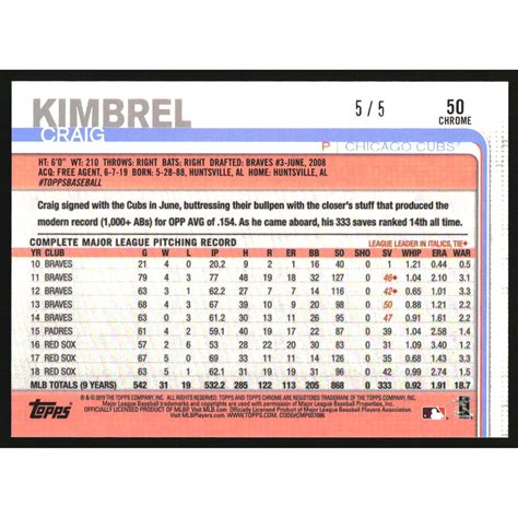 2019 Topps Chrome Update Red Refractors 50 Craig Kimbrel 5