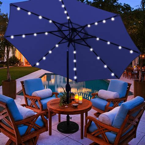 Light Up Umbrella Patio Rectangle Solar Led Cantilever Patio Umbrella