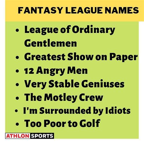 Funny Fantasy Football League Names
