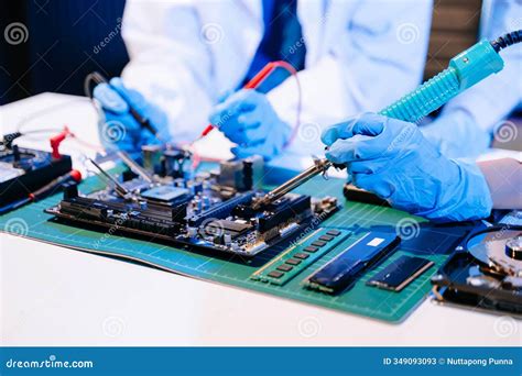 The Technician Is Putting The Cpu On The Socket Of The Computer Motherboard Electronic