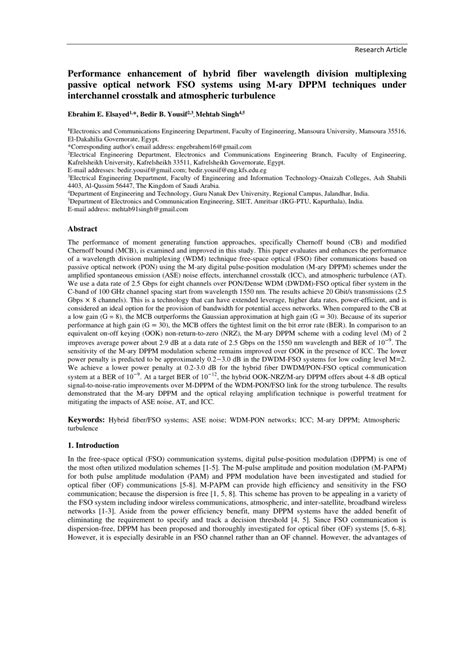 Pdf Performance Enhancement Of Hybrid Fiber Wavelength Division Multiplexing Passive Optical