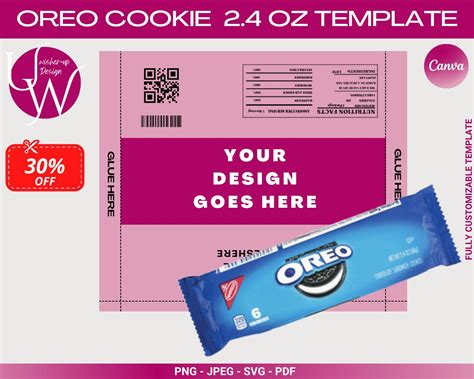 2 4 Oz Oreo Cookies Wrapper Template Chocolate Biscuit Wrapper Template