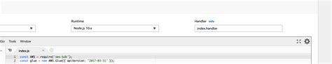 Calling Glue Api To Updatetable From Lambda Nodejs 10 Aws Sdk · Issue