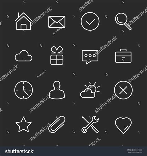Vector Minimalism Style Design White Icons Set Modern User Interface Ui Graphic Elements