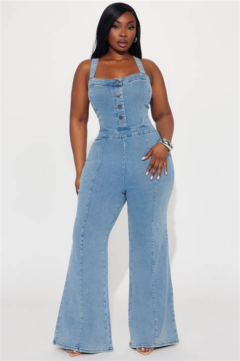Atlanta Denim Jumpsuit Light Wash Fashion Nova