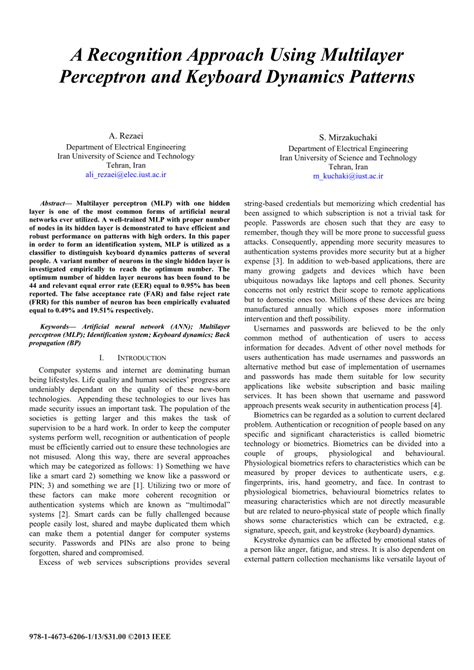 Pdf A Recognition Approach Using Multilayer Perceptron And Keyboard
