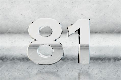 Хром 3d номер 81. Глянцевый хром номер на поцарапанном металлическом ...