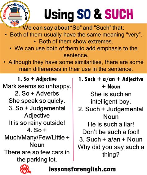 Using SO And SUCH Definition And Examples Lessons For English English Writing Skills Learn