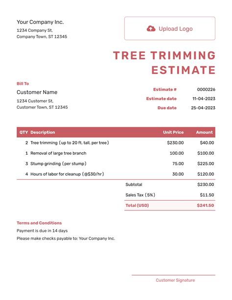 Free Tree Trimming Estimate Template Docelf Com