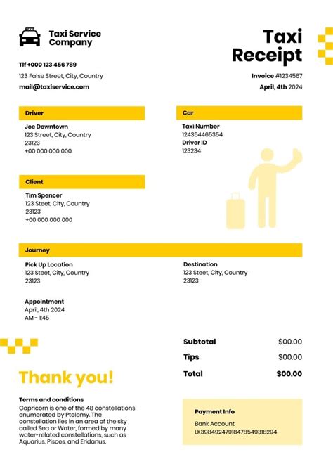 Customize This Monocolor Taxi Service Company Receipt Invoice Template