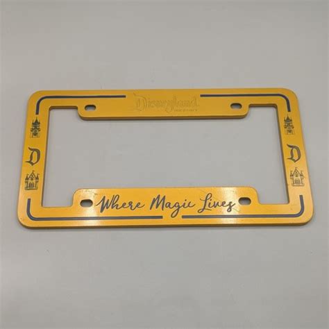 Disneyland Resort Where Magic Lives Metal Gold License Plate Frame