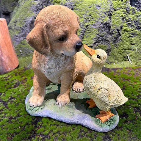 Dog And Duck Outdoor Garden Statue 10 At Home