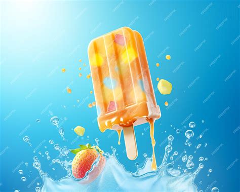 Premium Photo Fruit Colorful Popsicles Ice Cream On Blue Background