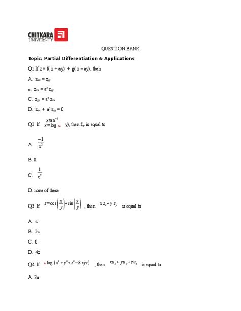 Doc Partial Derivative Mcq S Assignement