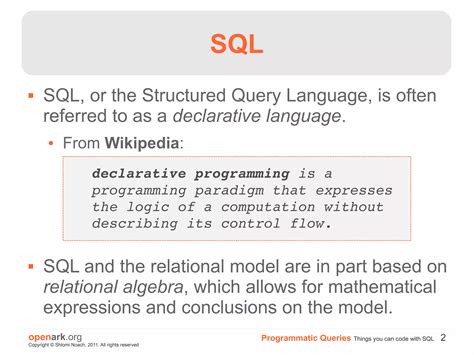 Programmatic Queries Things You Can Code With Sql Pdf