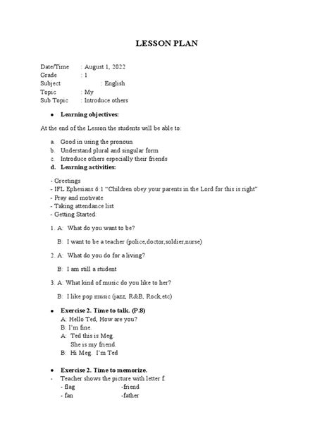 Lesson Plan Grade 3 Uk Pdf
