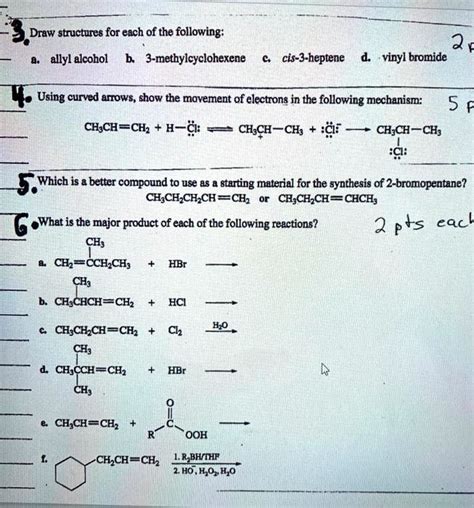 SOLVED: Draw structures for each of the following: allyl elcohol 3-methylcyclohexene cis-3 ...