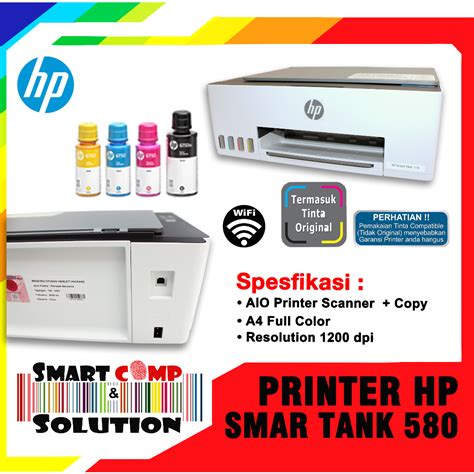 Jual Printer Hp Smart Tank 580 Usb Wifi Bluetooth All In One Printer