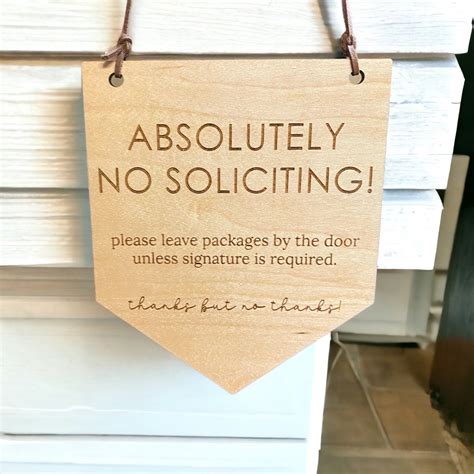 Wooden Laser Absolutely No Soliciting Front Door Sign Etsy