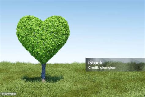 Abstact 3d 렌더링 봄 장면과 자연 연단 배경 그렌 잔디 필드 배경의 하트 모양 나무 제품 디스플레이 광고 화장품 스킨케어 등을 위한 맑은 하늘 3차원 형태에 대한