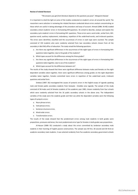 Contrastive And Error Analysis English Esl Worksheets Pdf And Doc