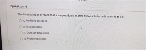 Solved Question The Total Number Of Stock That A Chegg Com
