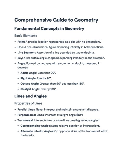 Comprehensive Geometry Guide Concepts Formulas And Theorems Comprehensive Guide To Geometry