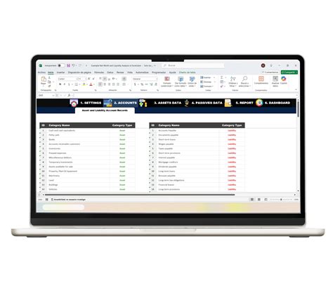 Net Worth And Liquidity Analysis Excel Net Worth Calculator Excel Excel Projects