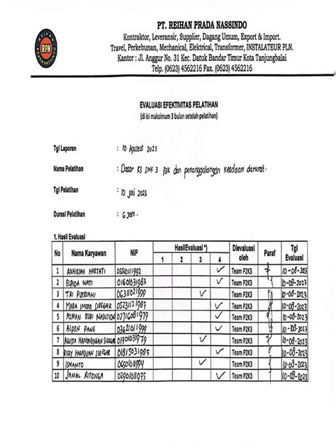 Evaluasi Efektivitas K3l Pdf