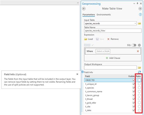 make table view — indicate the purpose of field in esri community