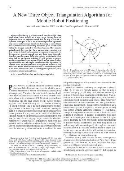 a new three object triangulation algorithm for mobile robot positioning