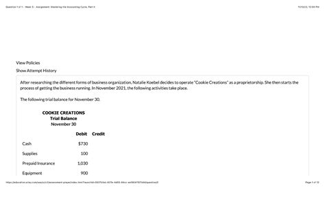 Mastering The Accounting Cycle Part II View Policies Show Attempt History After Researching
