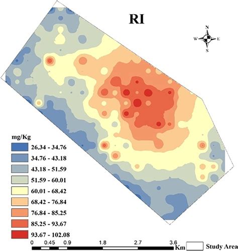Spatial Map Of Risk Index Ri Of As Cd Cr Cu Ni Pb And Zn