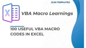 Useful VBA Macro Codes In Excel VBA Learning