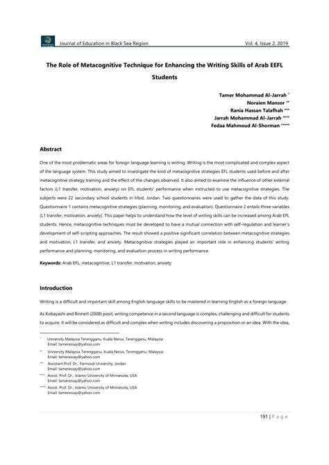 Pdf The Role Of Metacognitive Technique For Enhancing The Writing Pdf The Role Of Metacognitive Technique For Enhancing The Writing